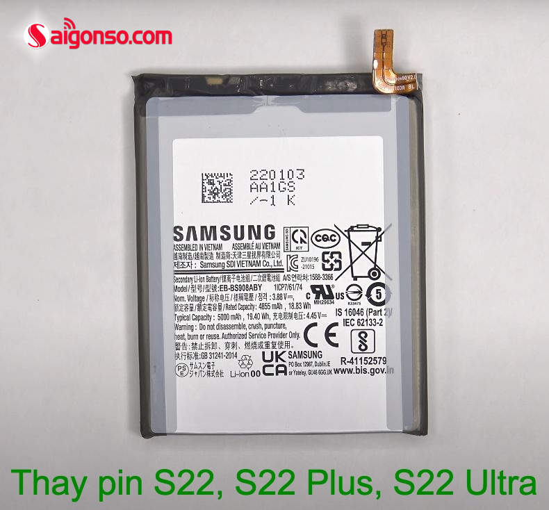 Giá Thay pin Samsung S22 , S22 Plus , S22 Ultra chính hãng tại HCM
