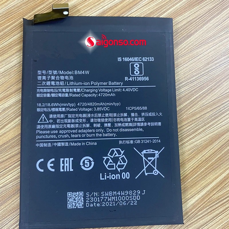 Giá Thay pin Xiaomi Redmi Note 9 Pro 5G Chính Hãng tại TPHCM